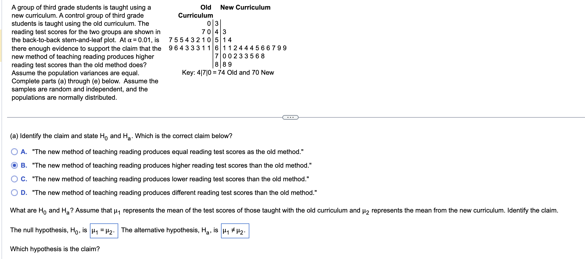Solved A group of third grade students is taught using a new | Chegg.com