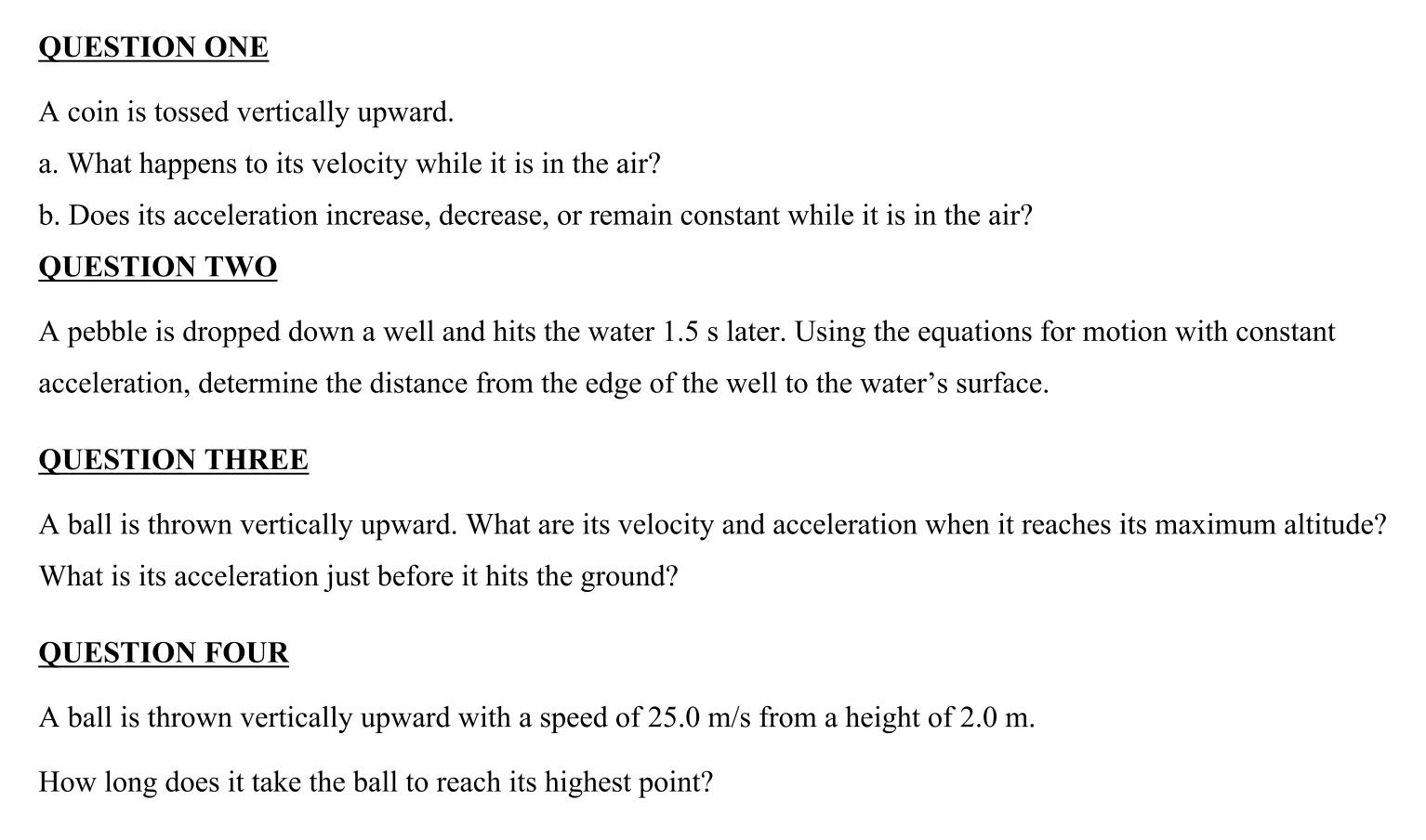 Solved A coin is tossed vertically upward. a. What happens | Chegg.com