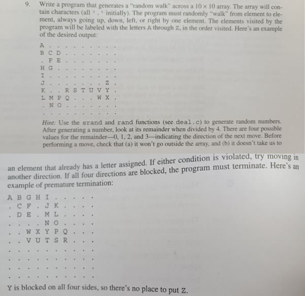 Solved 9. Write a program that generates a "random walk" | Chegg.com