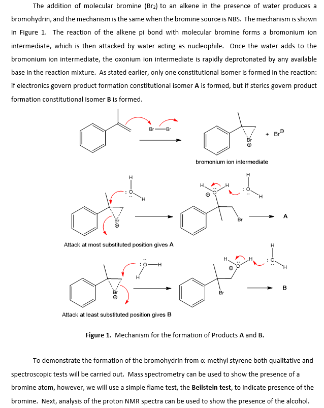 Bromohydrine from a-Methylstyrene Amount of NBS used: | Chegg.com