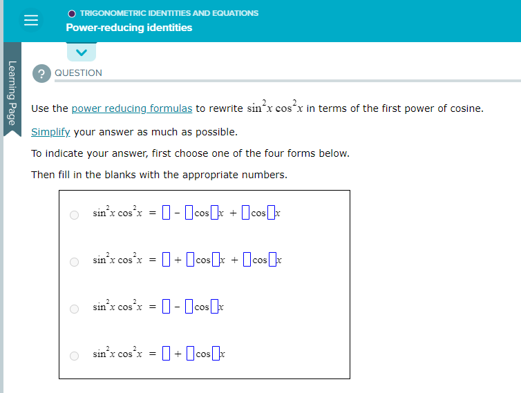 Solved = TRIGONOMETRIC IDENTITIES AND EQUATIONS | Chegg.com