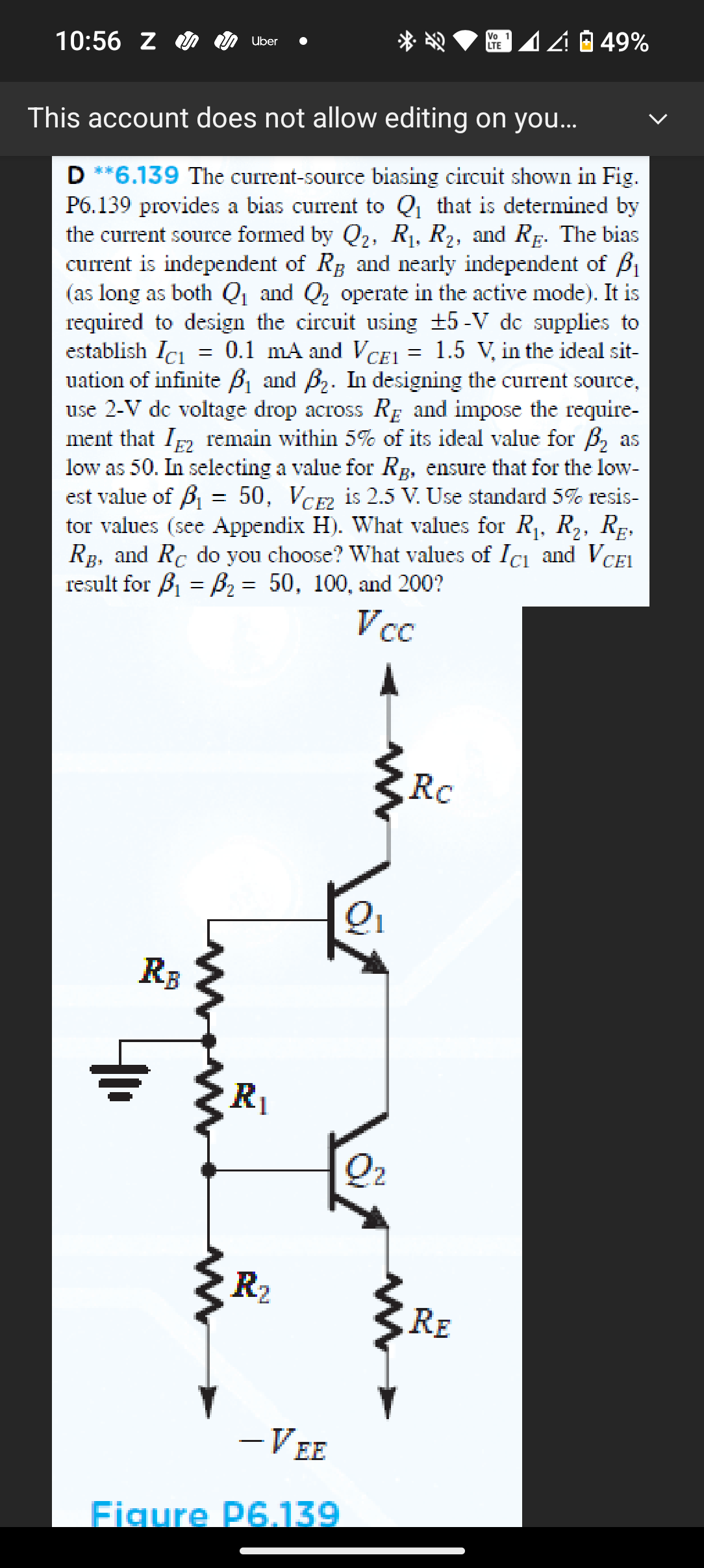 10:56ZUber*[路] 4 L! - 49%This account does not allow | Chegg.com