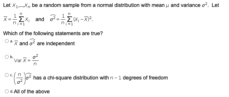 Solved Let X1,…,Xn be a random sample from a normal | Chegg.com