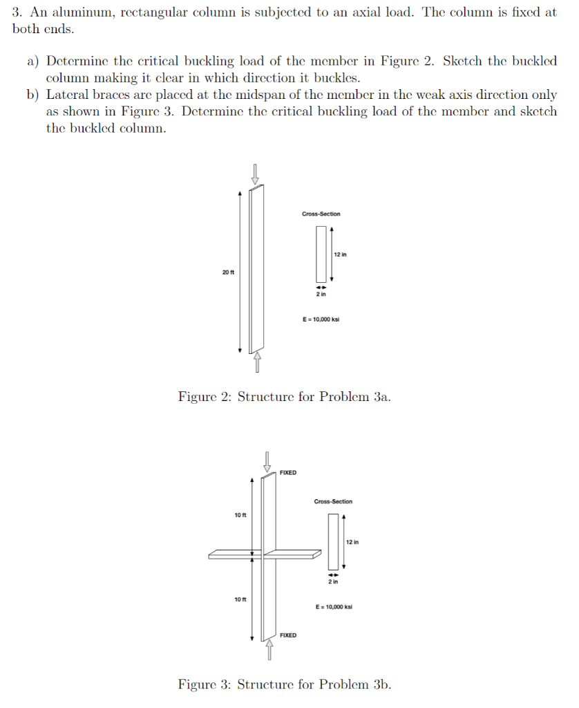Solved 3. An aluminum, rectangular column is subjected to an | Chegg.com