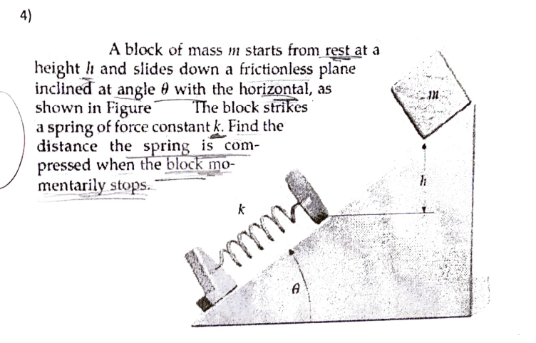 Solved 4) A block of mass m starts from rest at a height h | Chegg.com