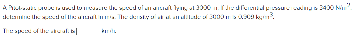 Solved A Pitot-static probe is used to measure the speed of | Chegg.com