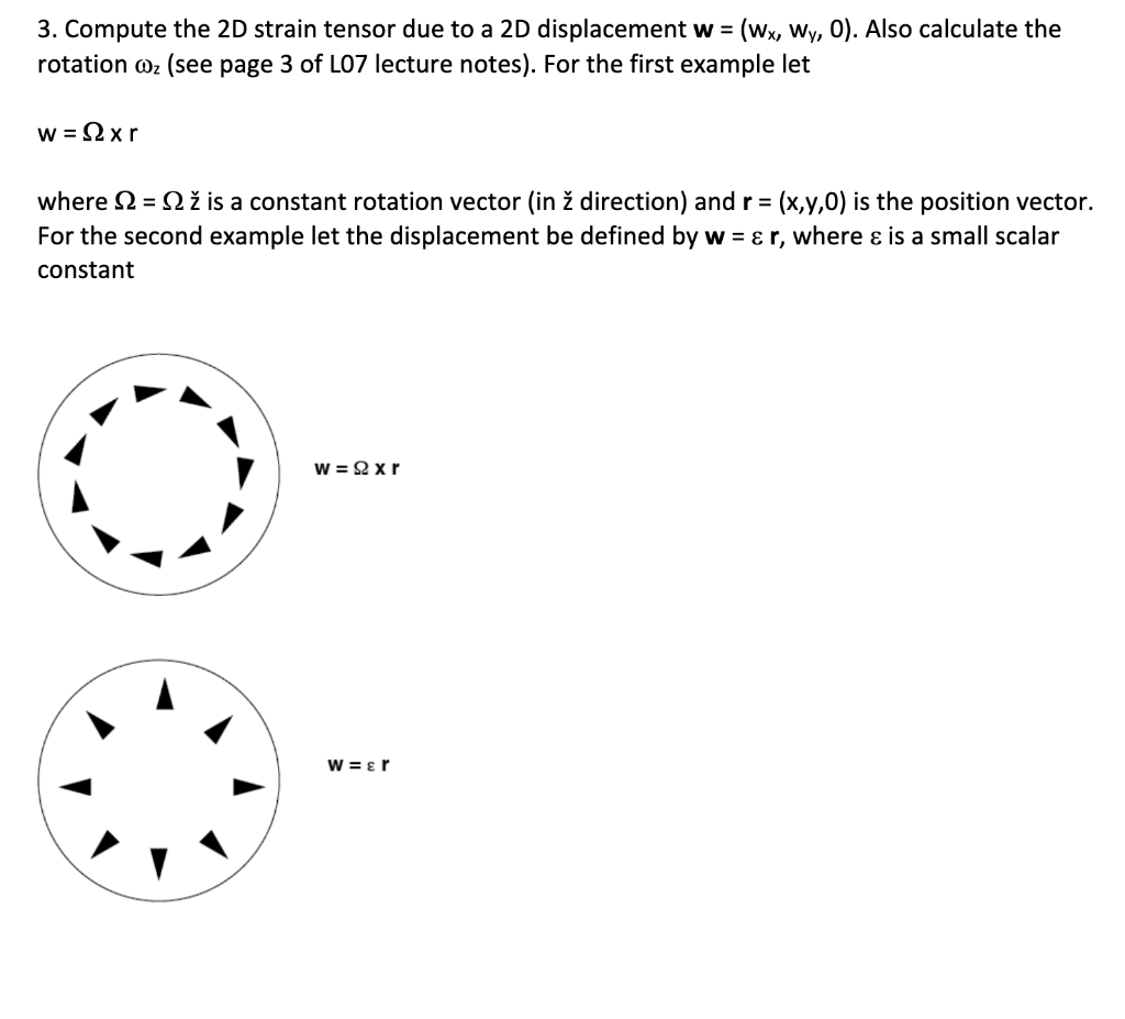 Solved 3. Compute the 2D strain tensor due to a 2D | Chegg.com