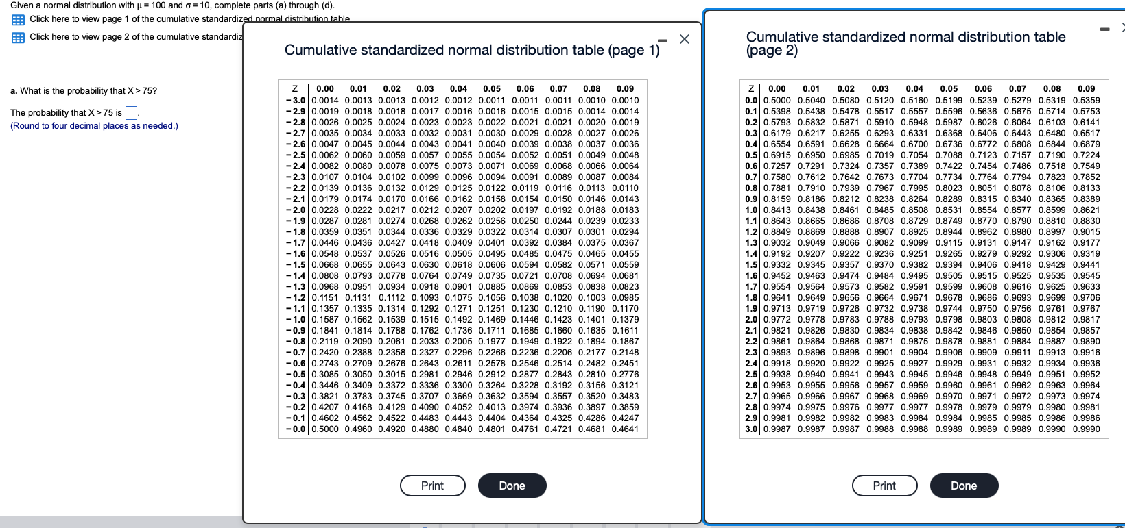 Solved \begin{tabular}{l||l|l|l} & Cumulative standardized | Chegg.com