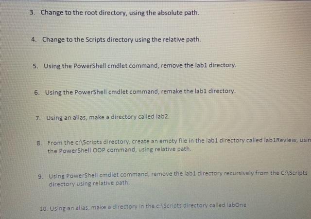 Solved 3. Change to the root directory, using the absolute | Chegg.com