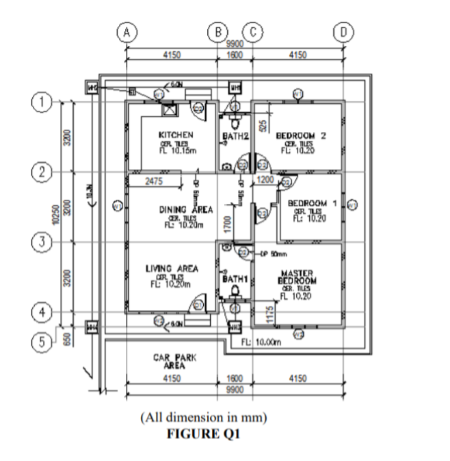 Figure Q1 shows an architectural ground floor layout | Chegg.com
