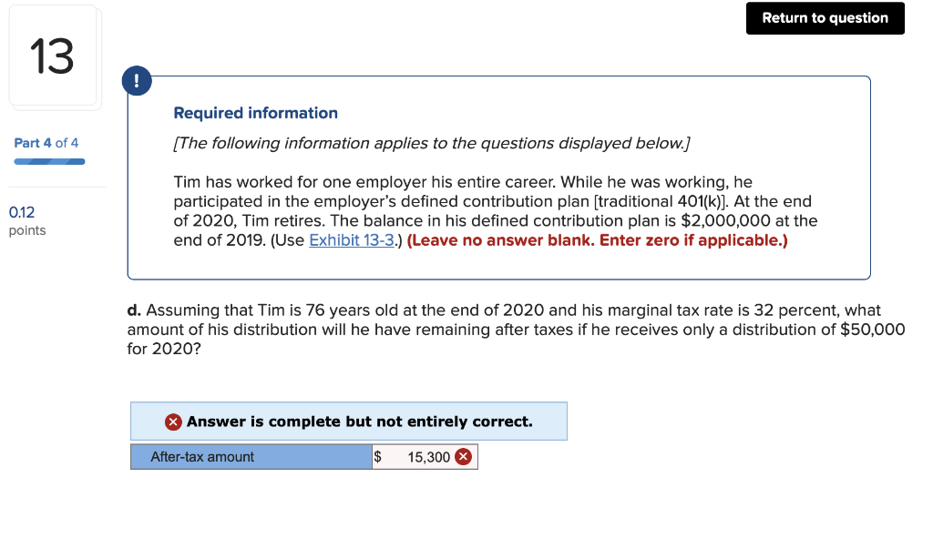 Solved Return to question 13 ! Required information [The | Chegg.com