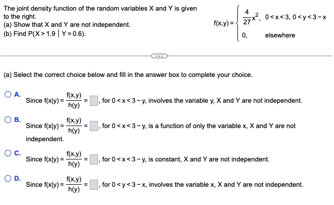 Solved The Joint Density Function Of The Random Variables X 7103
