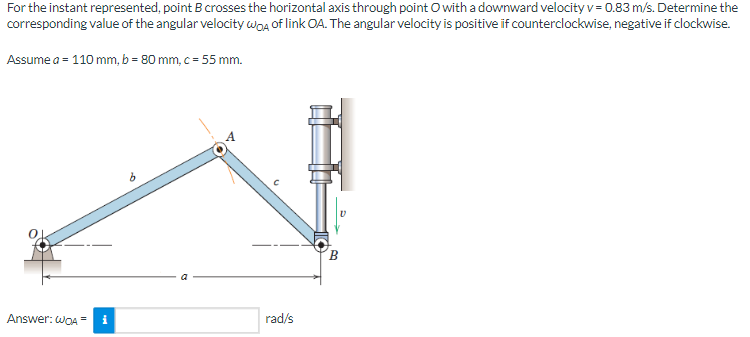 Solved For the instant represented, point B crosses the | Chegg.com