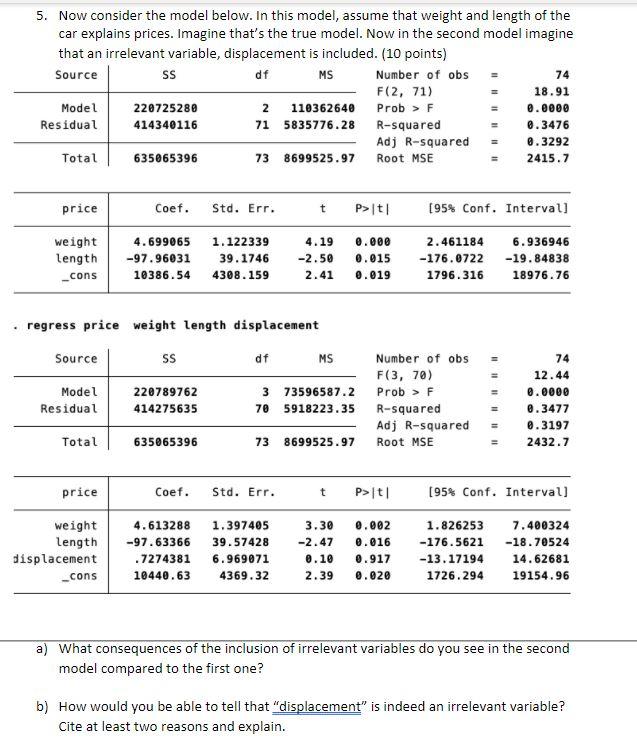 Solved 5. Now consider the model below. In this model, | Chegg.com