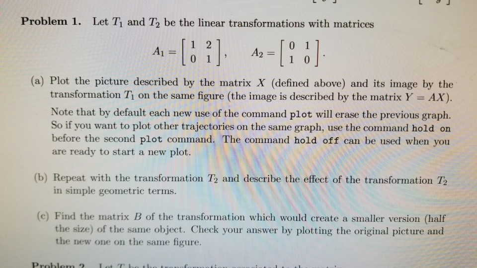 Problem 1. Let Ti and T2 be the linear | Chegg.com