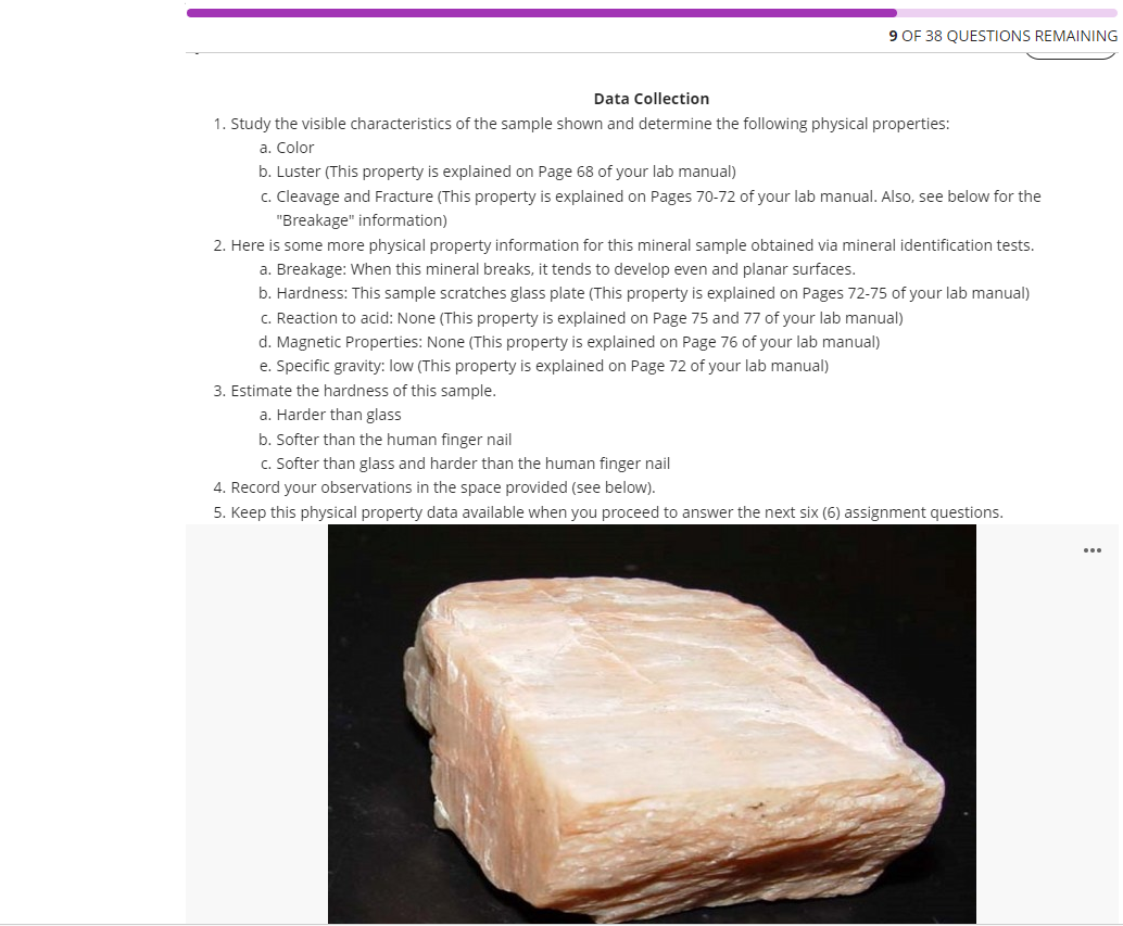 Solved Data Collection 1. Study the visible characteristics | Chegg.com