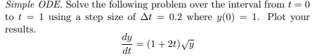 Simple ODE. Solve the following problem over the | Chegg.com