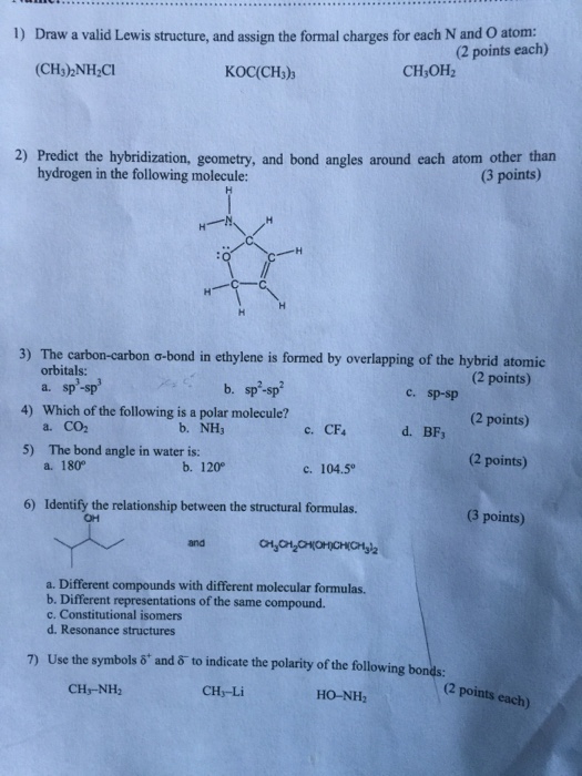 Solved 1) Draw a valid Lewis structure, and assign the | Chegg.com