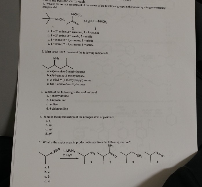 Solved 1. What is the correct assignment of the names of the | Chegg.com