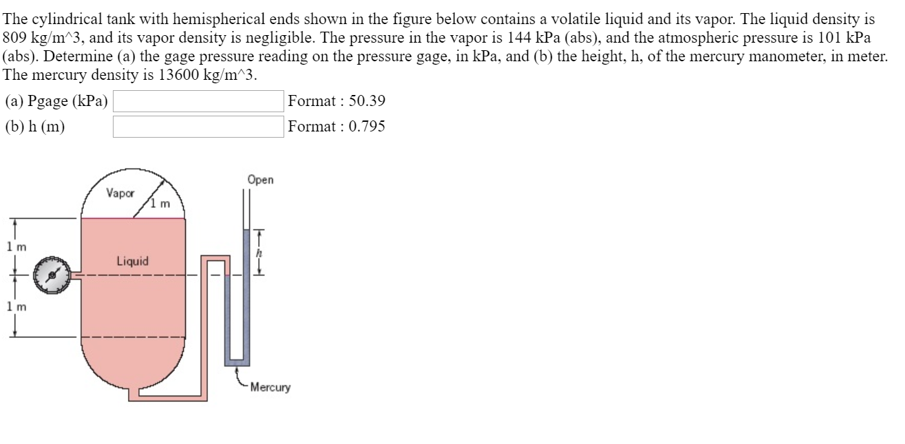 Solved The cylindrical tank with hemispherical ends shown in | Chegg.com