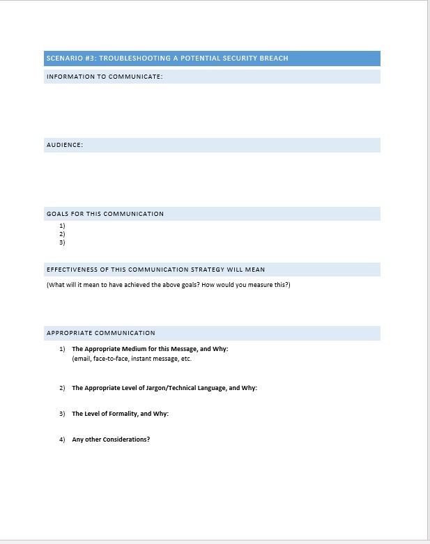 Solved AUDIENCE:GOALS FOR THIS COMMUNICATIONEFFECTIVENESS OF | Chegg.com