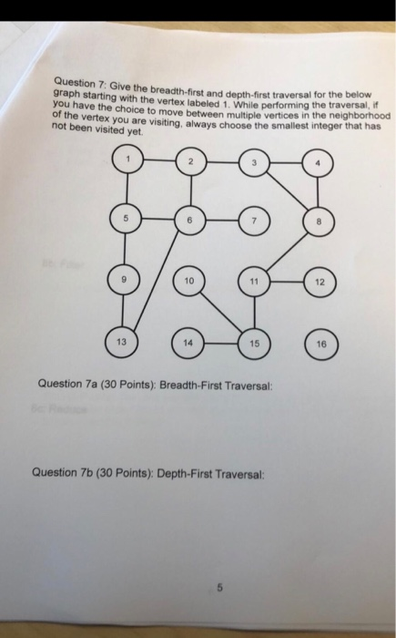 Solved Question 7: Give the breadth-first and depth-first | Chegg.com