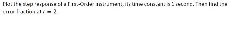 Solved Plot the step response of a First-Order instrument, | Chegg.com