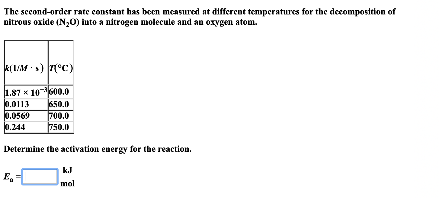 Solved The second-order rate constant has been measured at | Chegg.com
