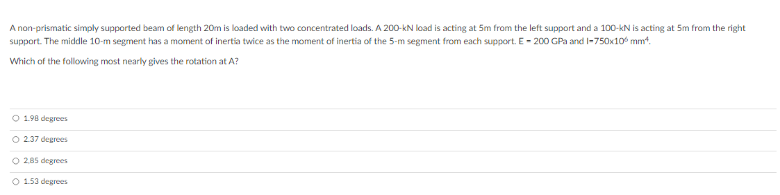 Solved A non-prismatic simply supported beam of length 20 m | Chegg.com