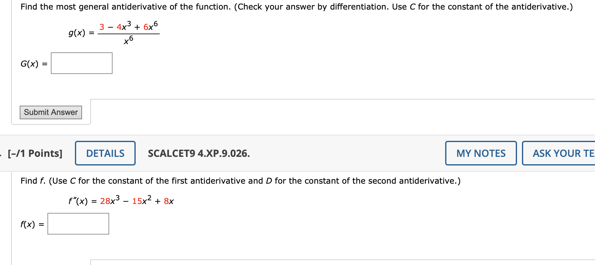 Solved Find the most general antiderivative of the function. | Chegg.com