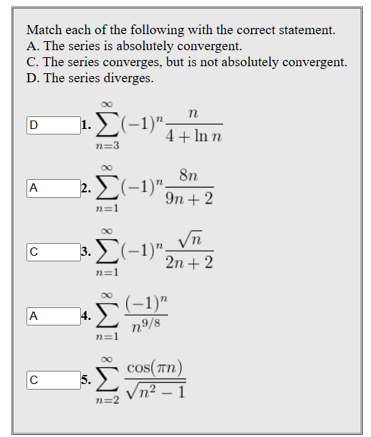 Solved Match each of the following with the correct | Chegg.com