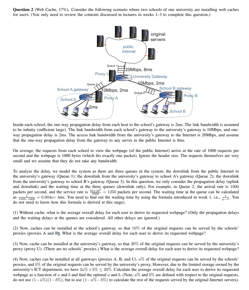 Solved Question 2 (Web Cache, 17%). Consider the following | Chegg.com