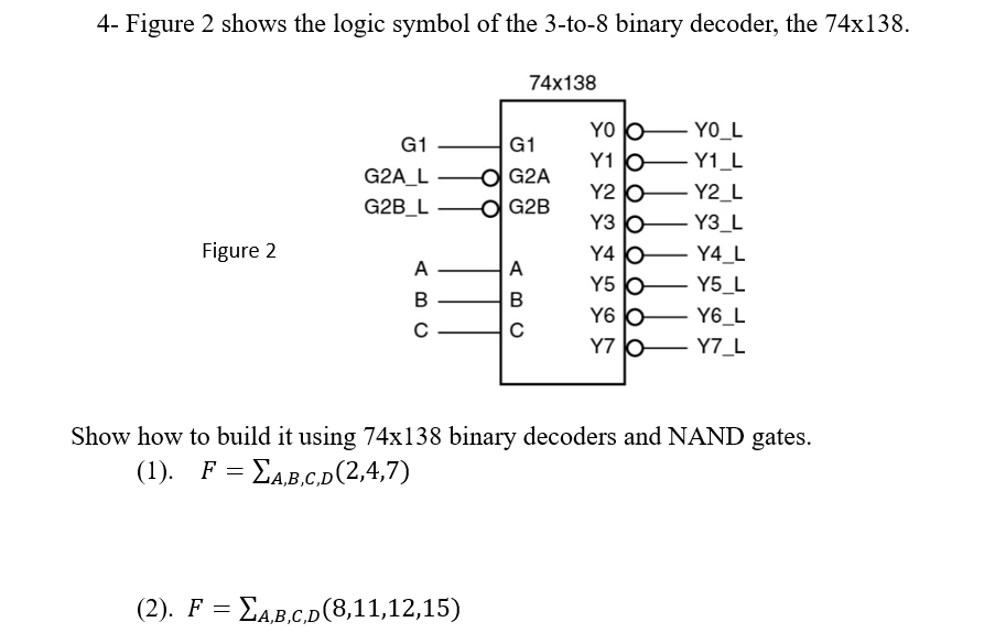 4- Figure 2 shows the logic symbol of the 3-to-8 | Chegg.com