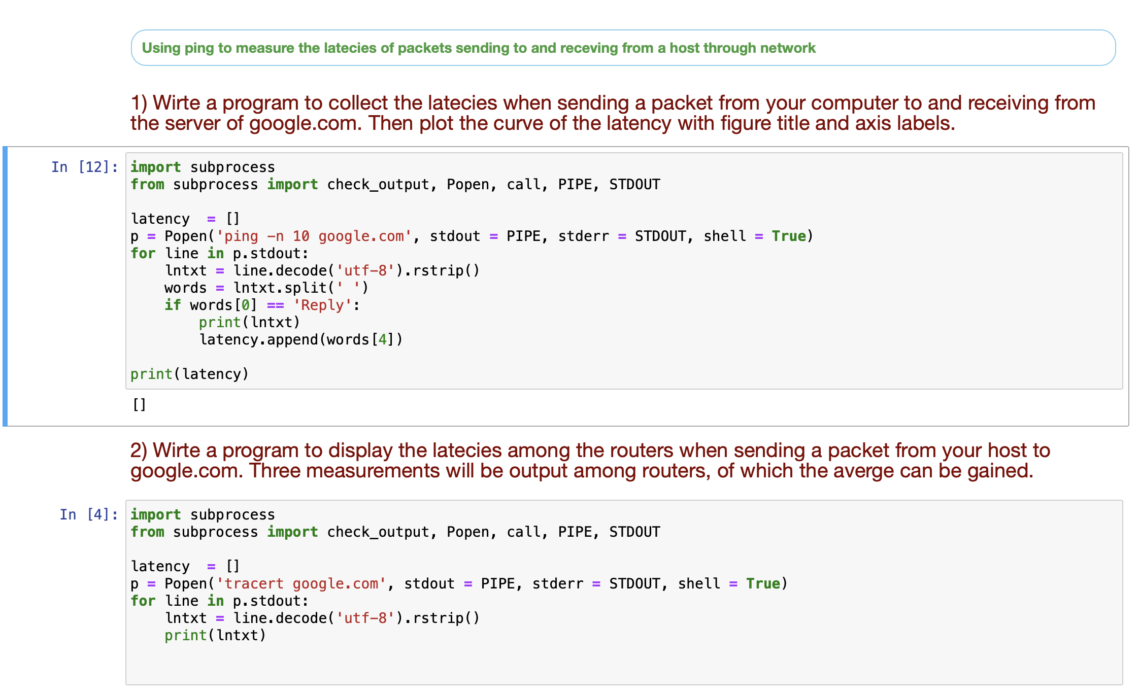 Solved Using ping to measure the latecies of packets sending | Chegg.com