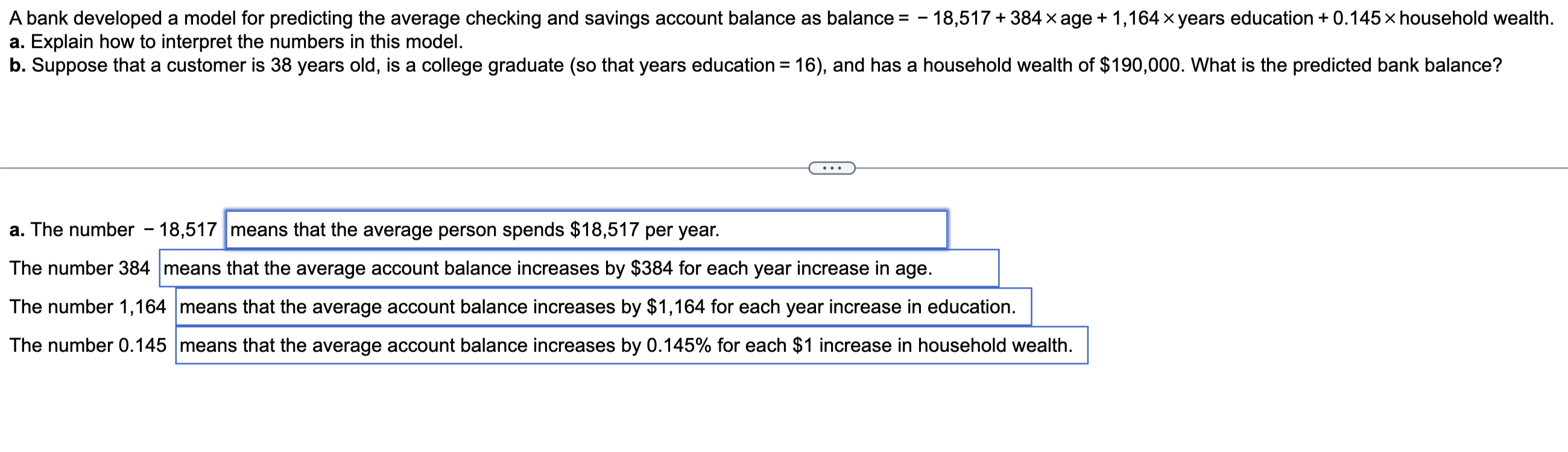 Solved bank developed a model for predicting the average | Chegg.com