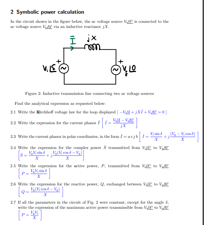 Solved 2 Symbolic power calculation In the circuit shown in | Chegg.com