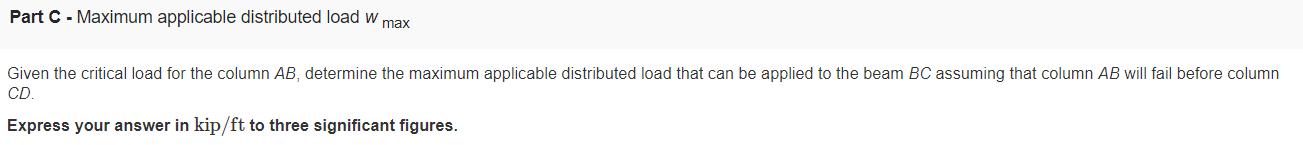 Solved Learning Goal: Part A - Critical load for column AB | Chegg.com