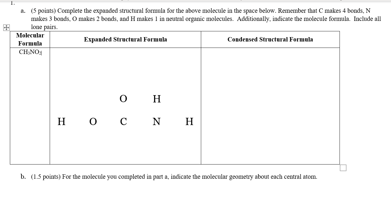 Solved a. (5 points) Complete the expanded structural | Chegg.com