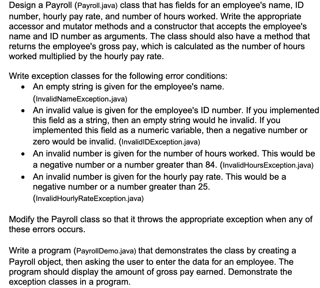 Solved Java Code: File: Payroll.java package | Chegg.com