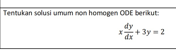 Solved Tentukan solusi umum non homogen ODE | Chegg.com