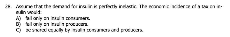 Solved 28. Assume that the demand for insulin is perfectly | Chegg.com