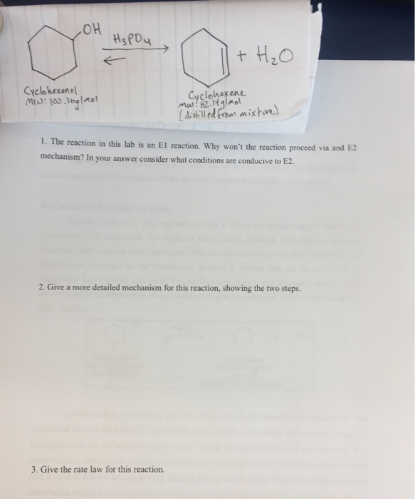 Solved The reaction in this lab is an E1 reaction Why won't | Chegg.com