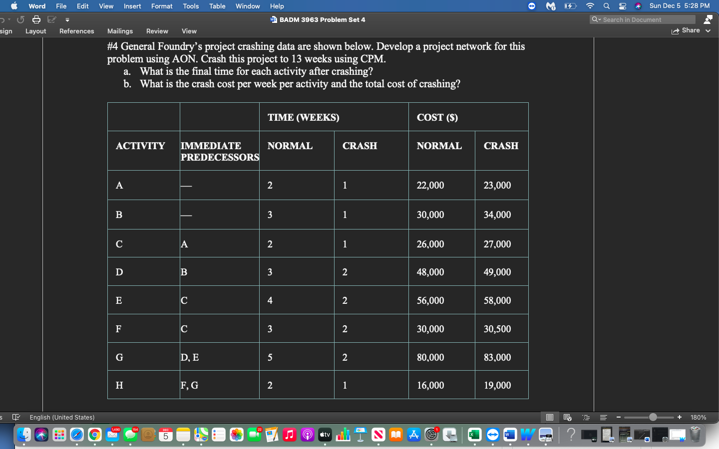 Solved Word File Edit View Insert Format Tools Table Window 8788