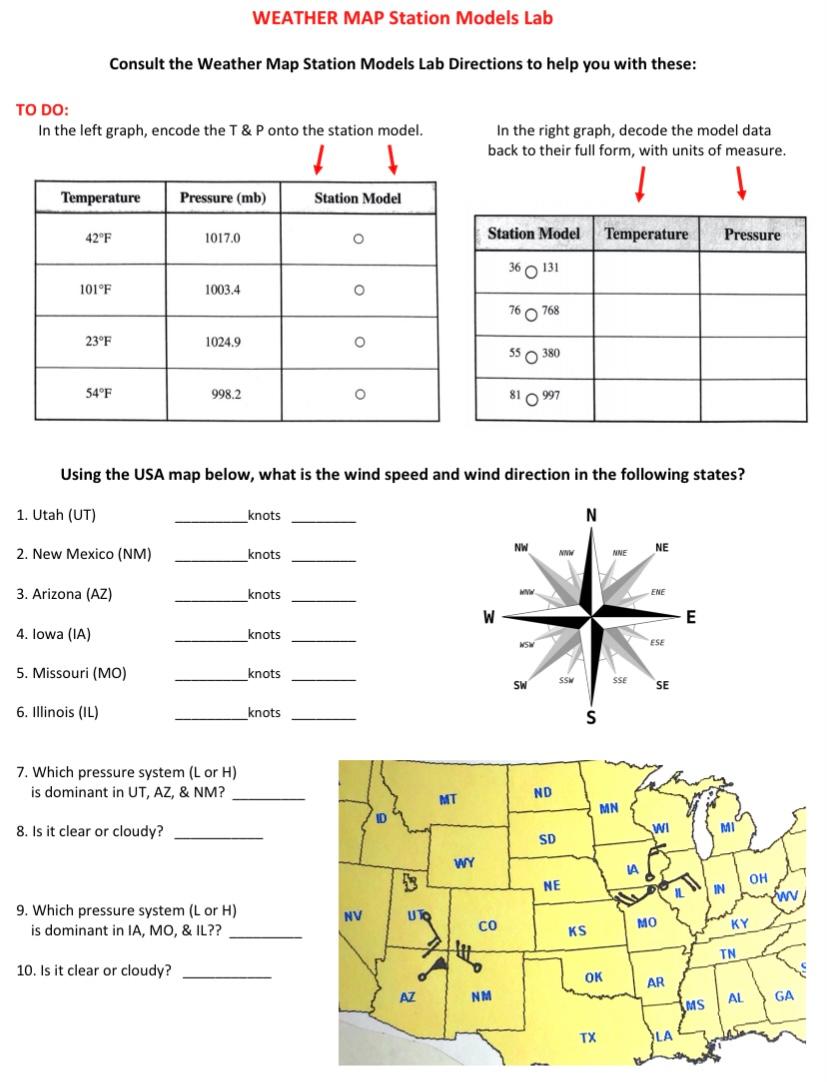 WEATHER MAP Station Models Lab Consult the Weather | Chegg.com