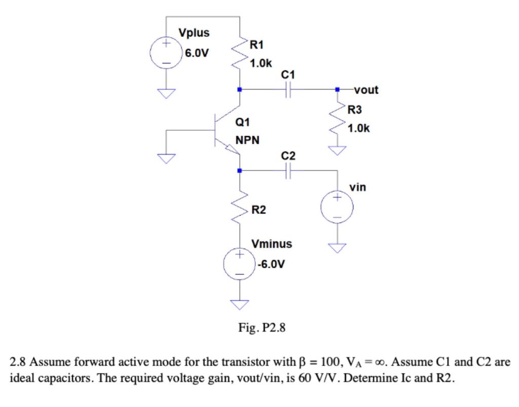 Solved 2.8 Assume forward active mode for the transistor | Chegg.com