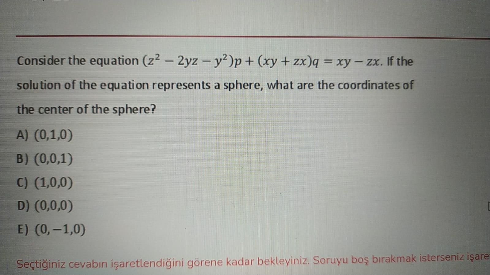 Solved Consider the equation (z2 – 2yz - y2)p+ (xy + zx)q = | Chegg.com