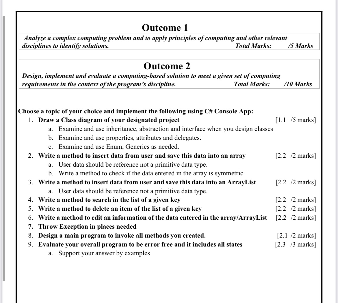 Solved Outcome 1 Analyze a complex computing problem and to | Chegg.com