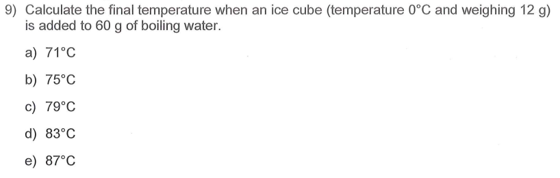 Solved 9) Calculate the final temperature when an ice cube | Chegg.com