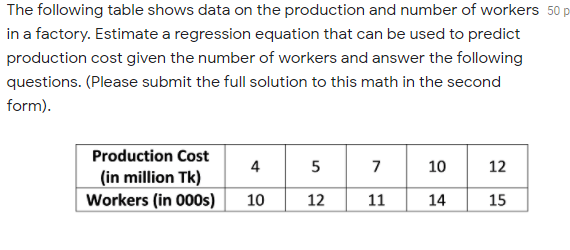 Solved The following table shows data on the production and | Chegg.com