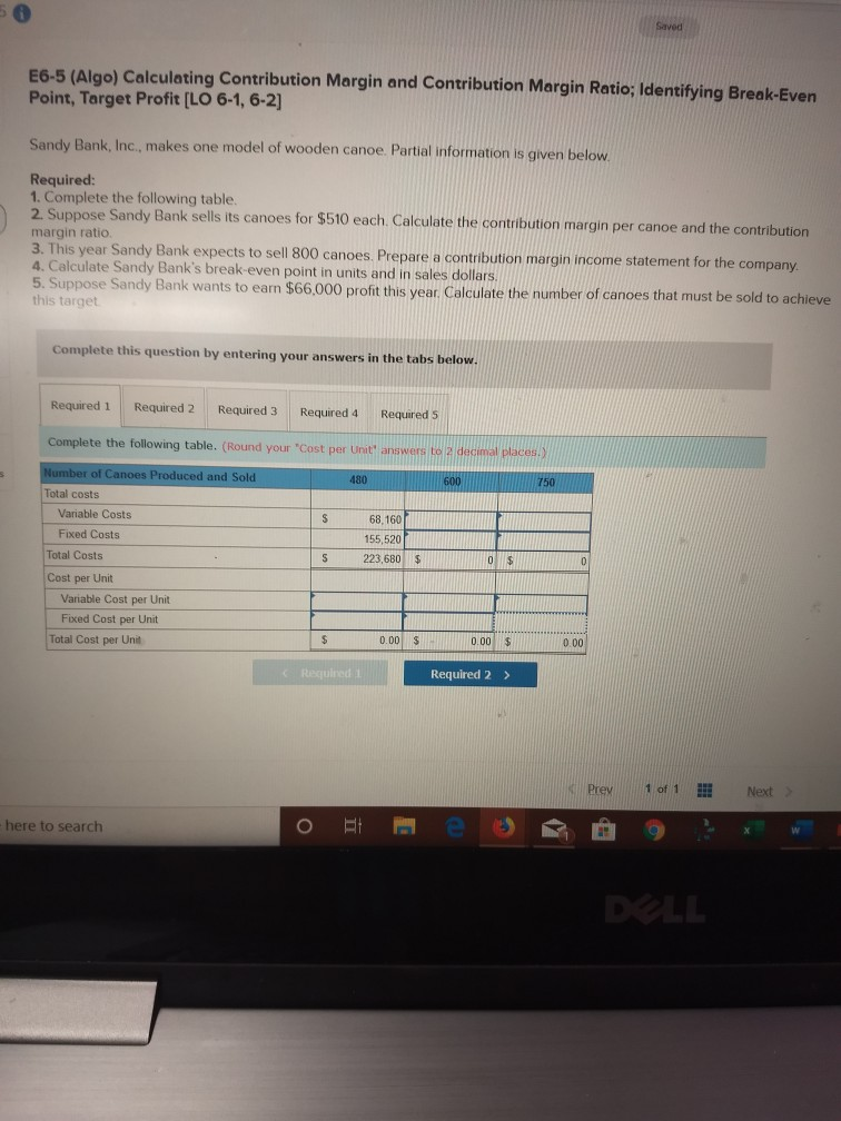 Solved Saved E6-5 (Algo) Calculating Contribution Margin and | Chegg.com